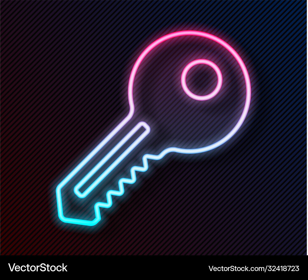 Glowing neon line key icon isolated on black Vector Image