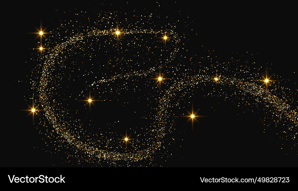 Gold glittering confetti wave and stardust Vector Image