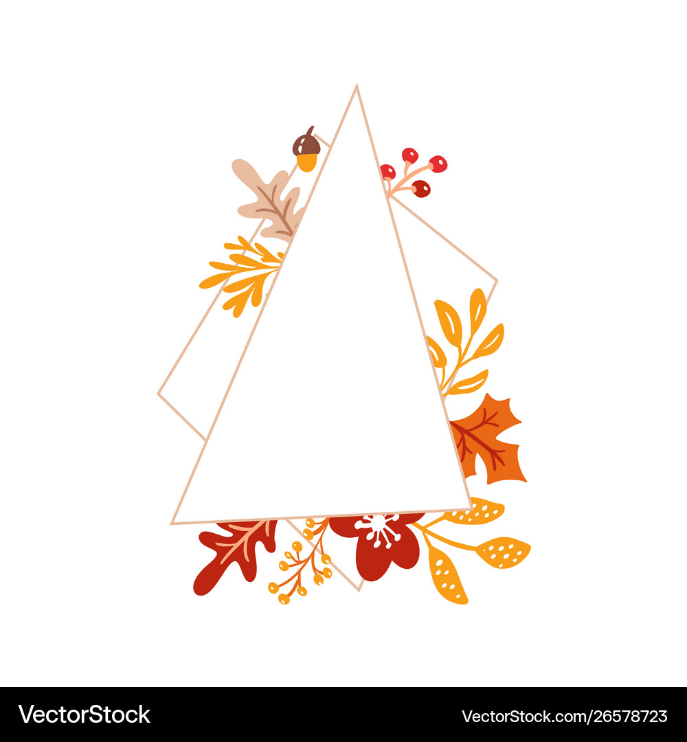 Hand drawn minimalistic autumn frame with leaves Vector Image