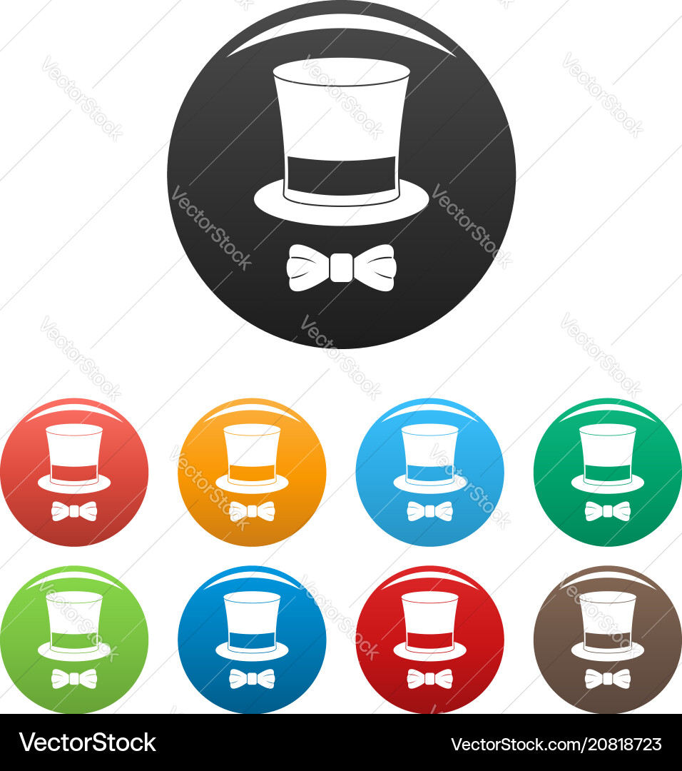 Hat with butterfly icons set color Royalty Free Vector Image