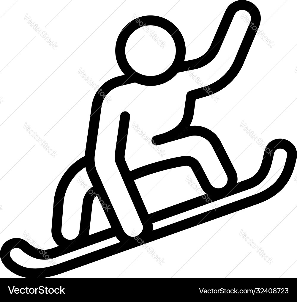 Man snowboarding icon outline style Royalty Free Vector