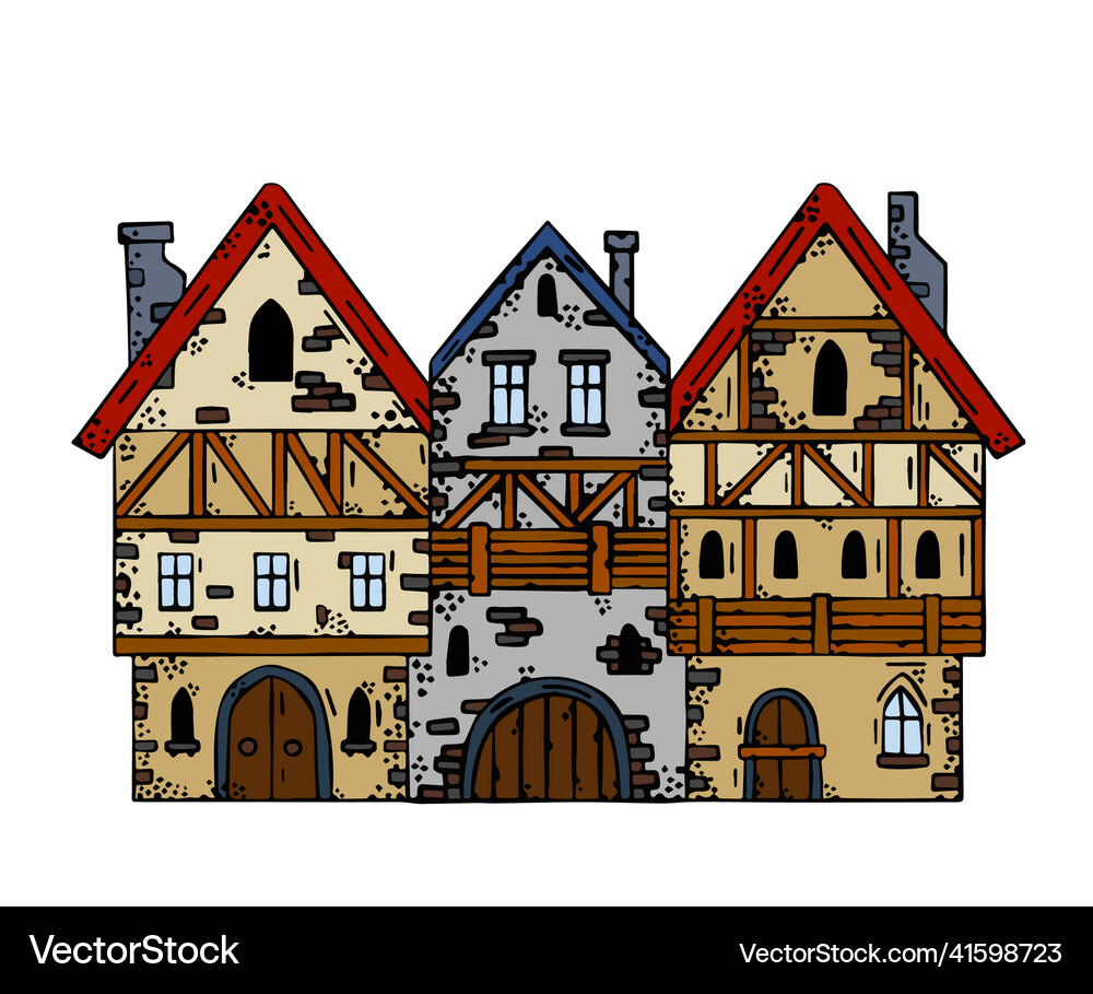 Medieval house village building Royalty Free Vector Image