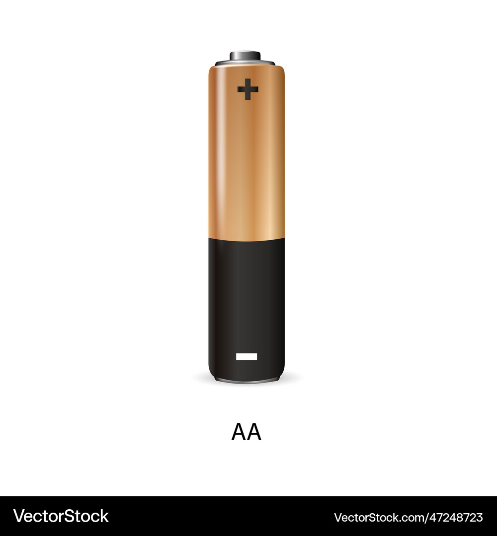 One aa battery isolated on white with clipping Vector Image