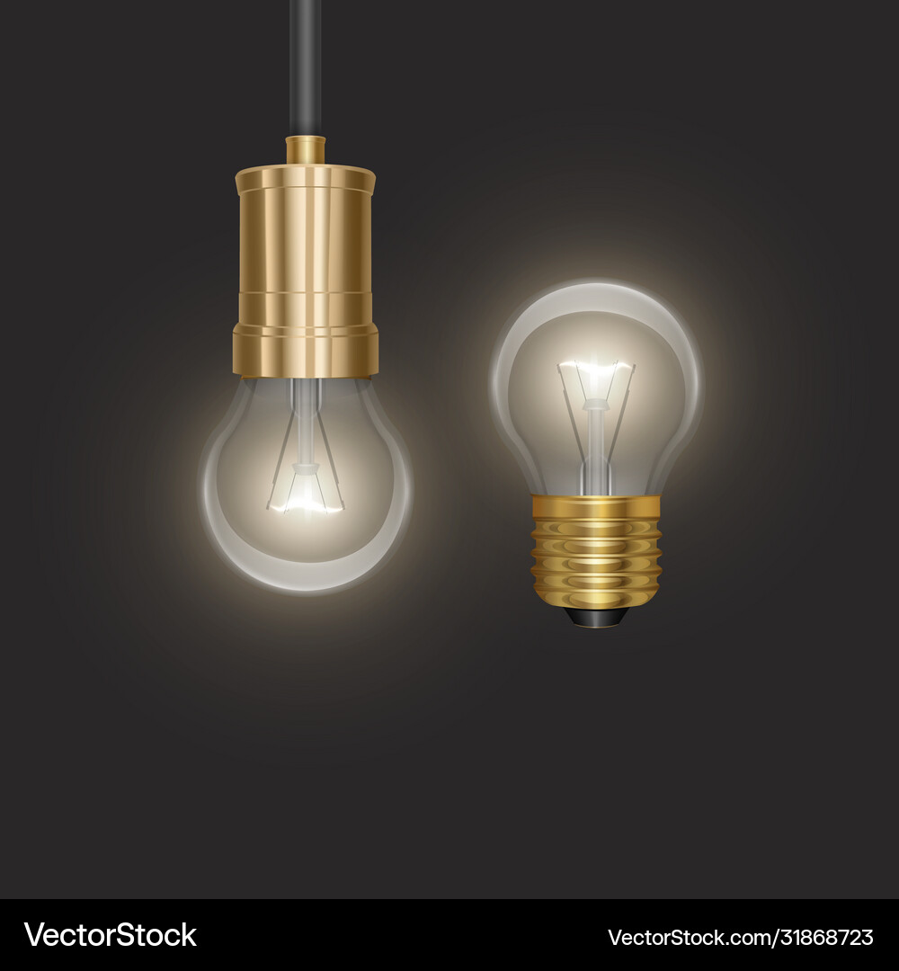 Realistic glow bulb background with luminant lens Vector Image
