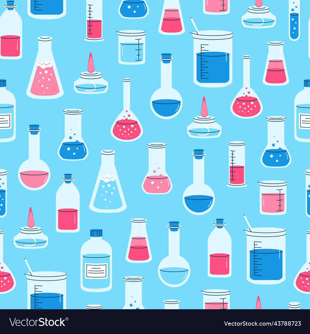 Seamless trendy pattern of laboratory equipment Vector Image