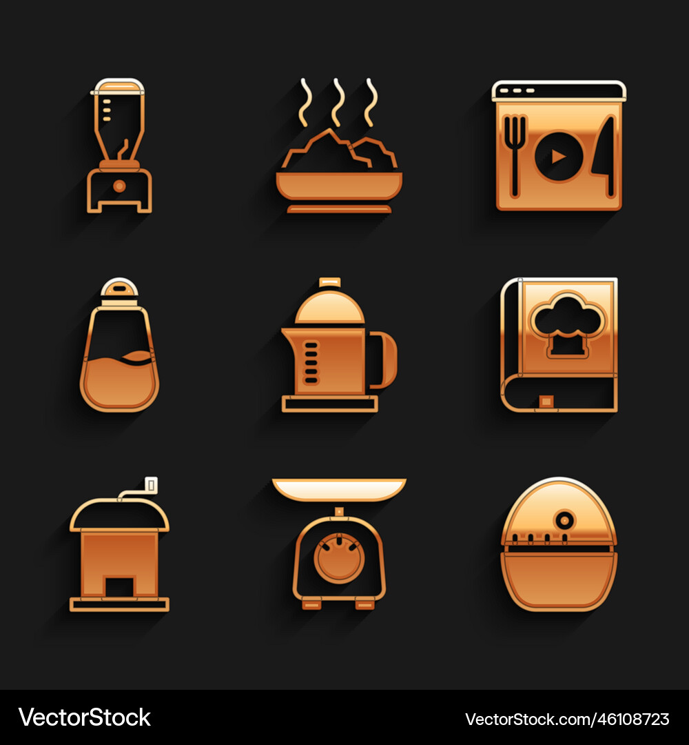 Set french press scales kitchen timer cookbook Vector Image