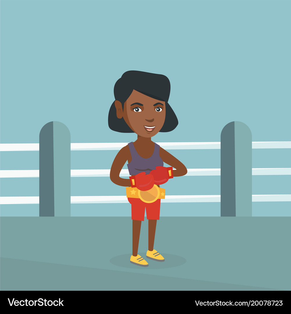 Young african-american confident boxer in ring Vector Image