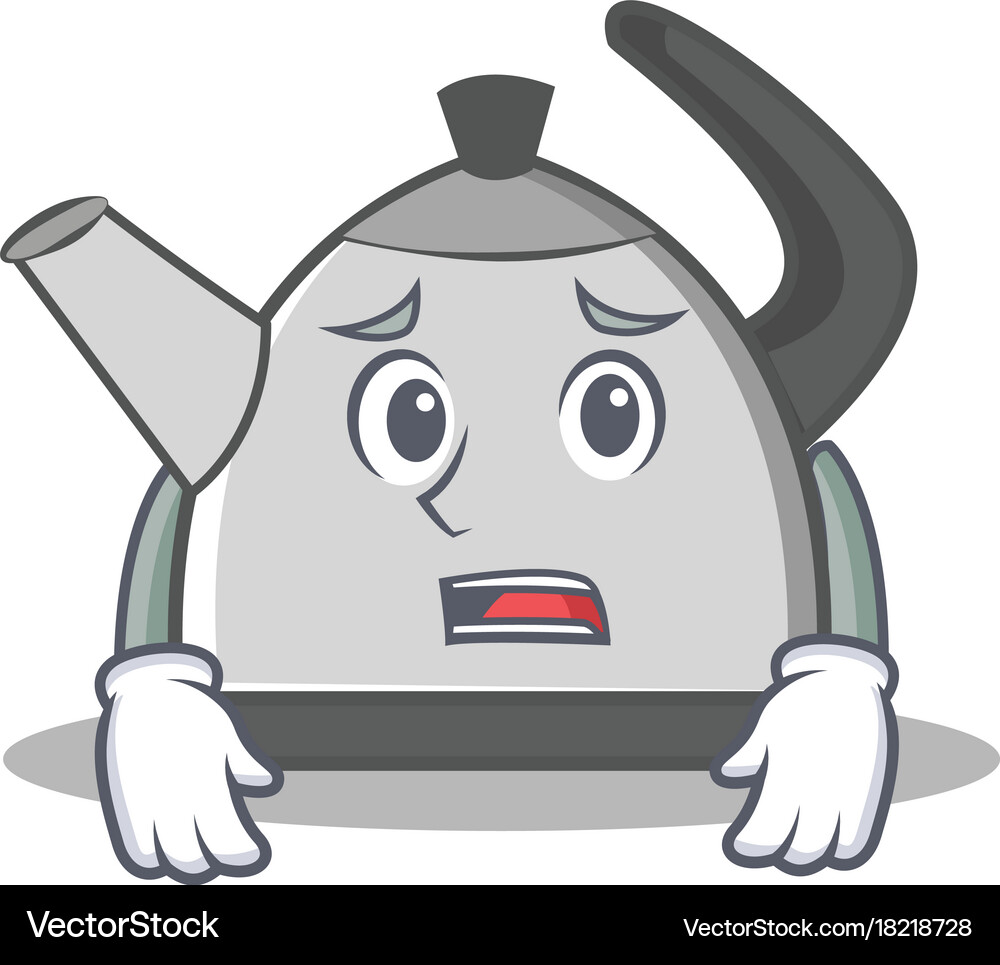 Afraid kettle character cartoon style Royalty Free Vector