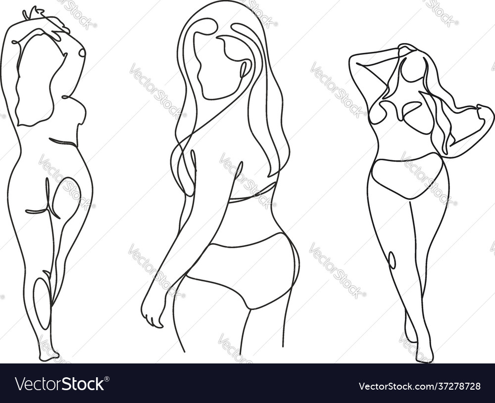 Body positive female figure line art Royalty Free Vector Body positive female figure line art Royalty Free Vector