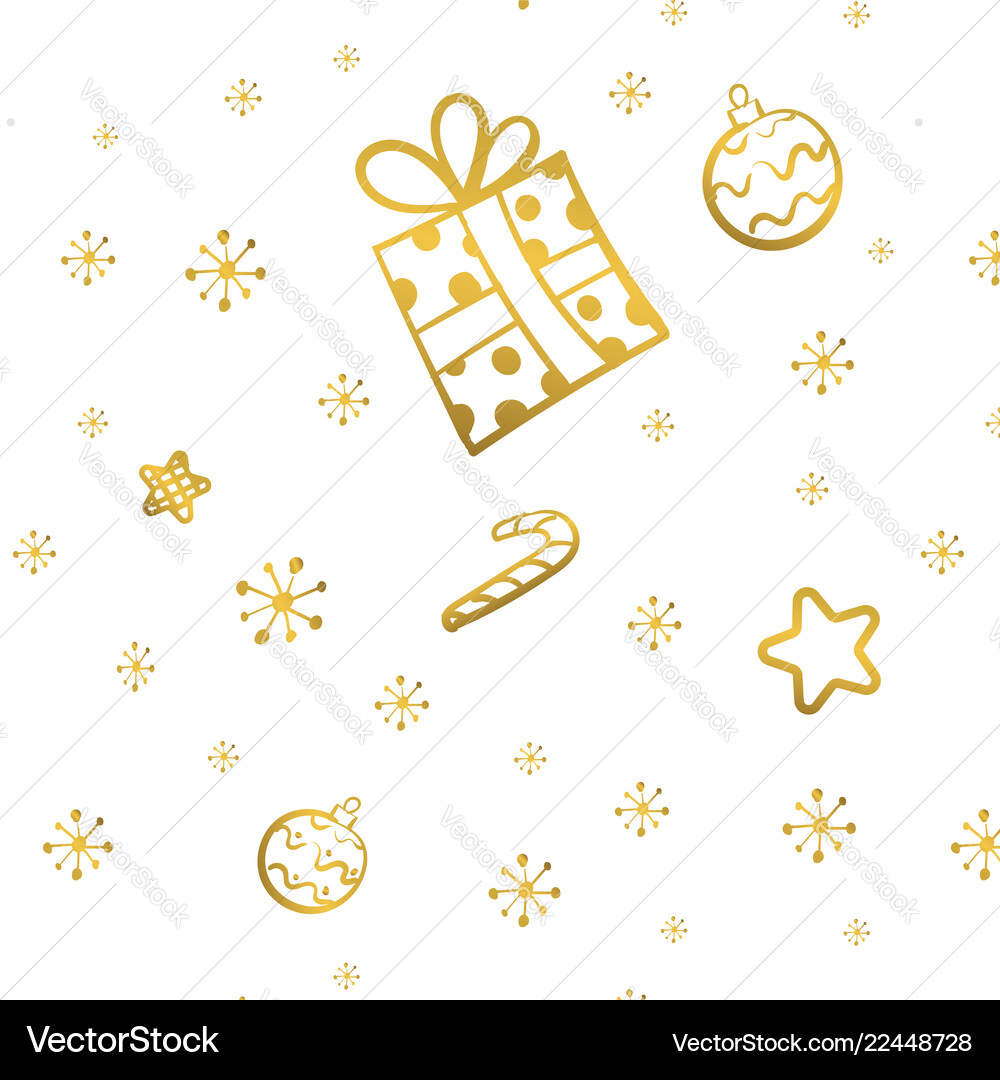 Christmas gold seamless pattern with gift stars Vector Image