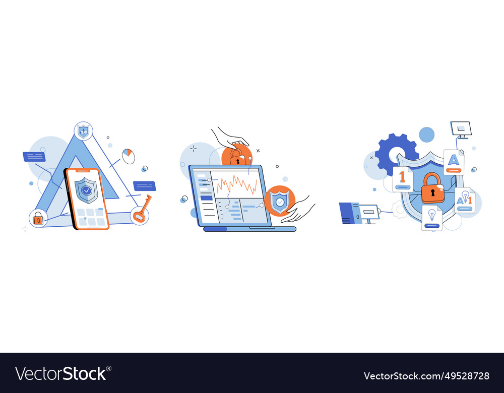 Cyber security a firewall is key component Vector Image
