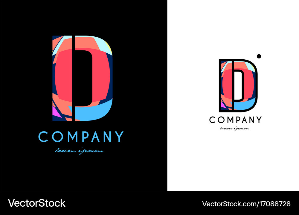 D blue red letter alphabet logo icon design Vector Image