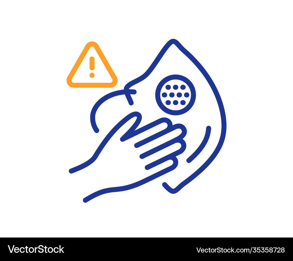 Dont touch face mask line icon hand warning sign Vector Image