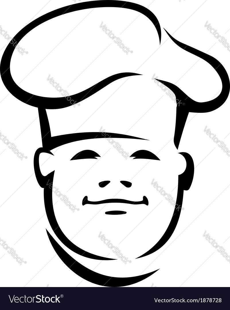 Face a smiling chef in a toque Royalty Free Vector Image