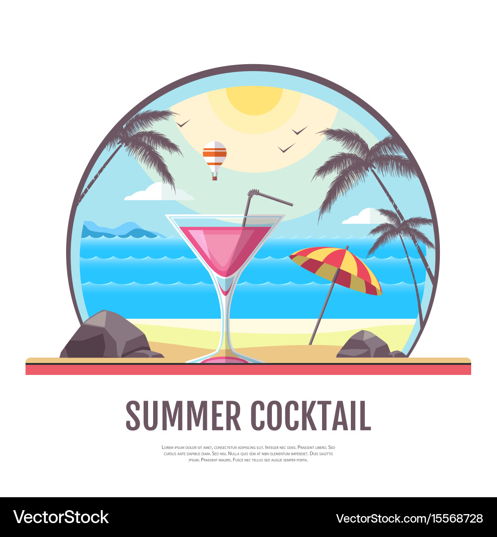 Flat style design of summer cocktail Royalty Free Vector
