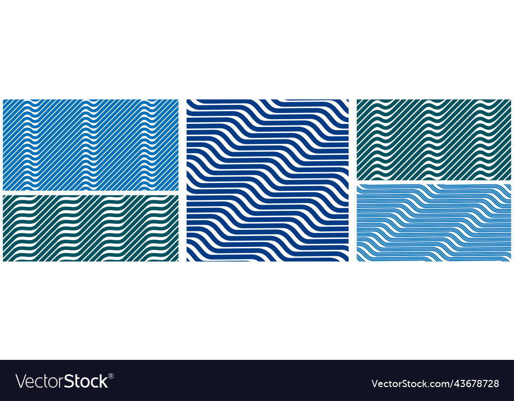 Geometric wavy lines seamless pattern set 3d Vector Image