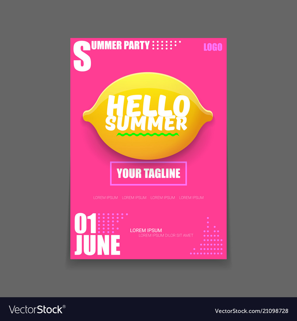 Hello summer beach party vertical a4 poster Vector Image