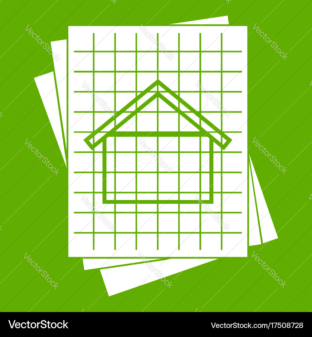 House blueprint icon green Royalty Free Vector Image