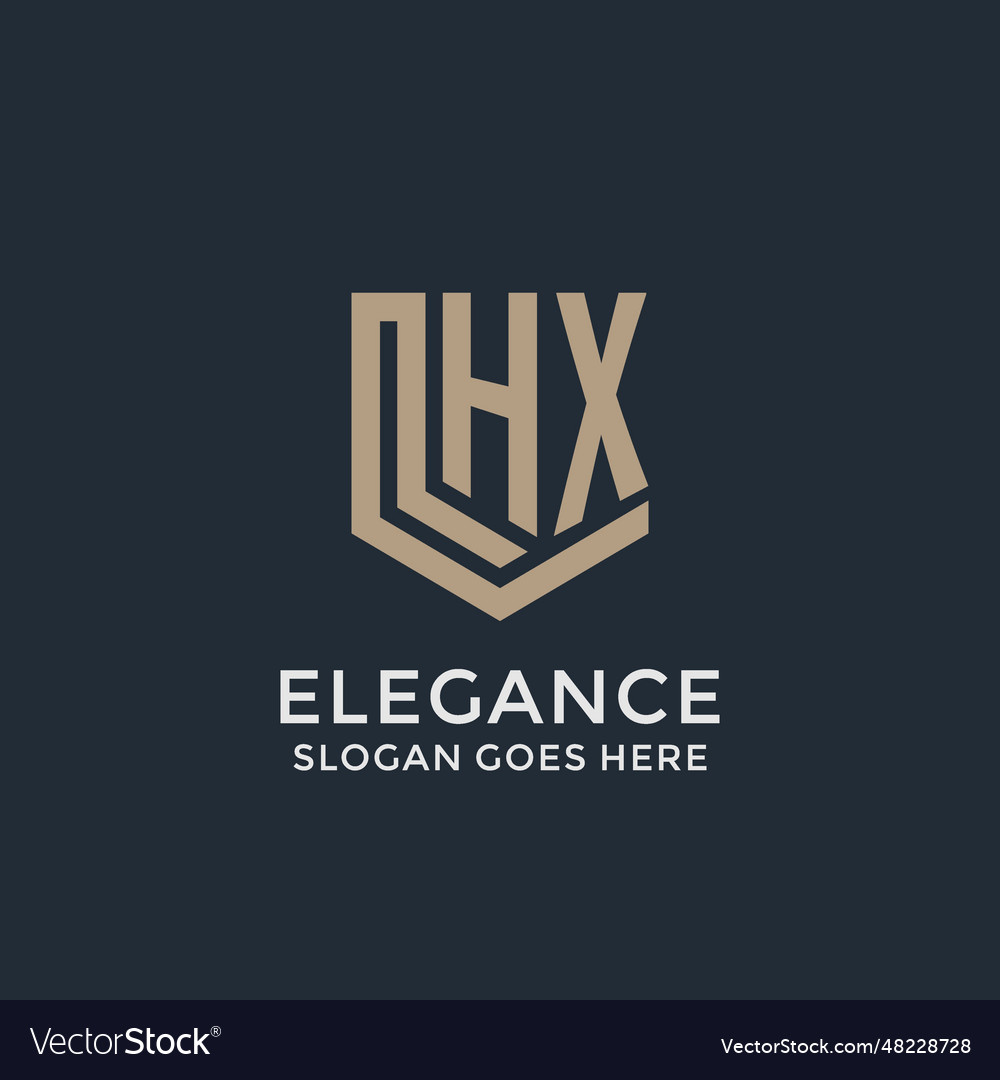 Initial hx logo shield guard shapes logo idea Vector Image