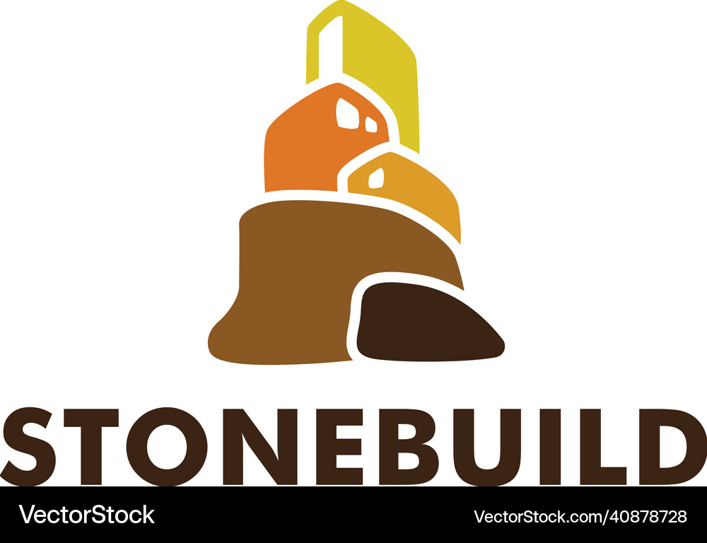 Modern flat colorful stonebuild strong logo design