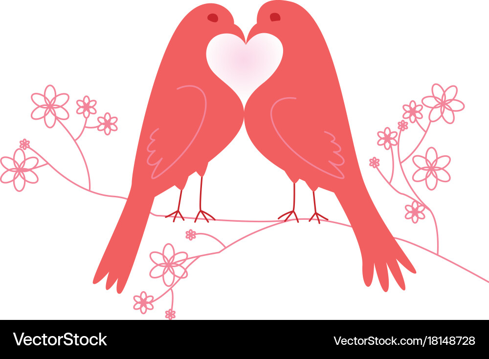 Pair lovebirds valentines day Royalty Free Vector Image