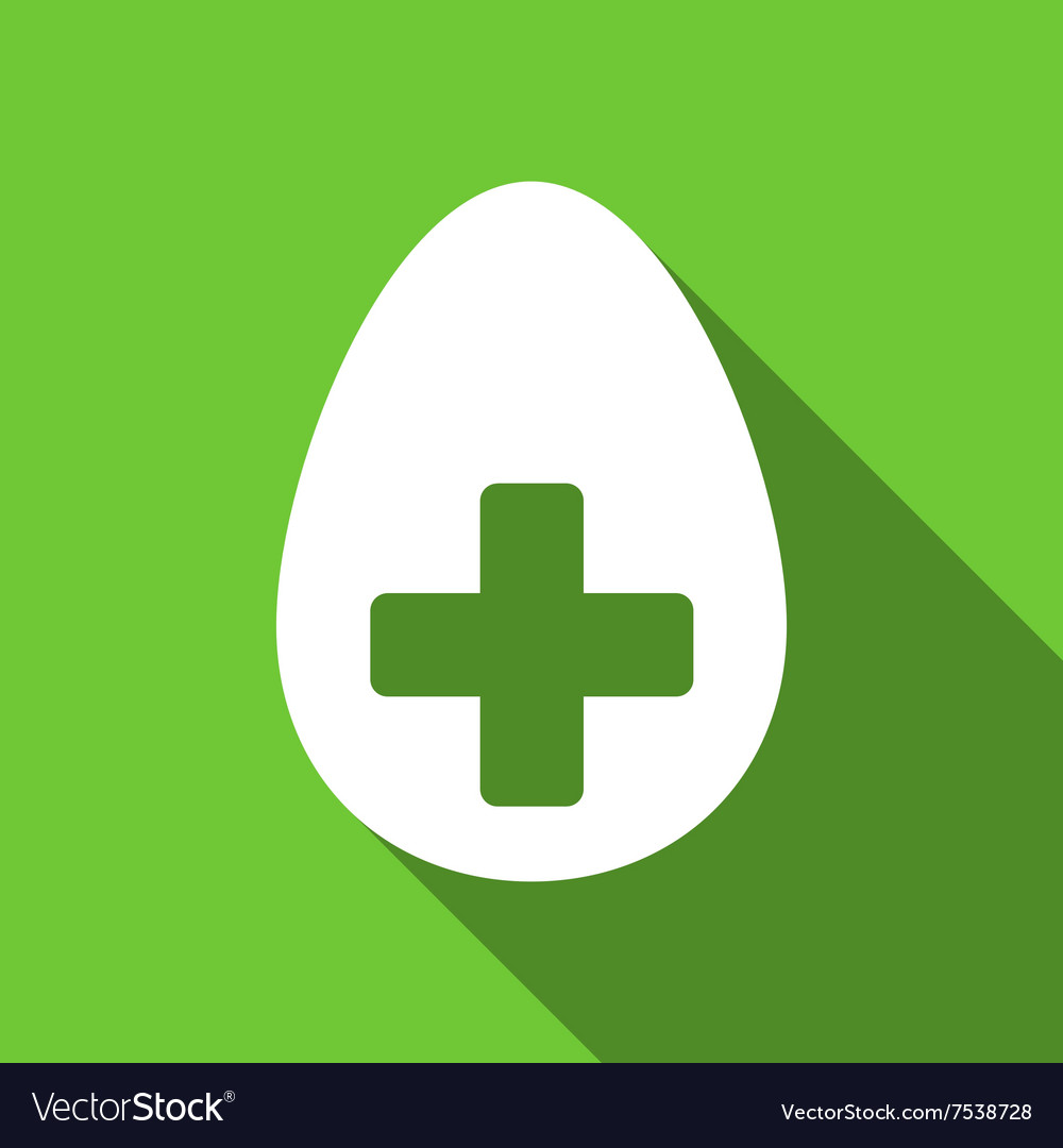 Plus egg flat long shadow square icon Royalty Free Vector