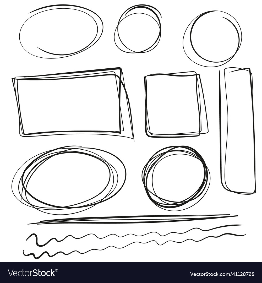 Set hand drawn rectangle Royalty Free Vector Image