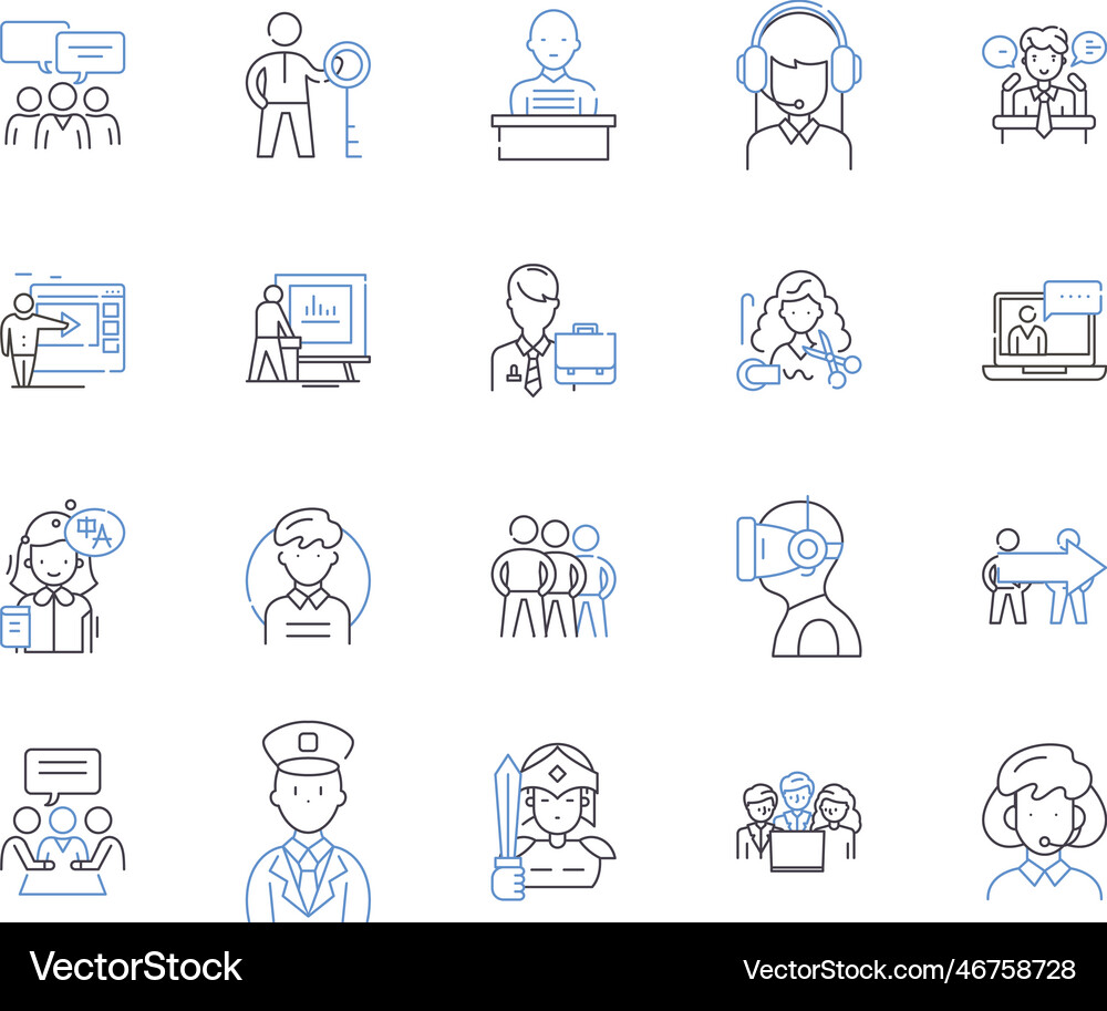 Work space outline icons collection office area Vector Image