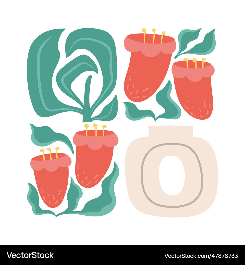 Abstract flower poster floral retro Royalty Free Vector