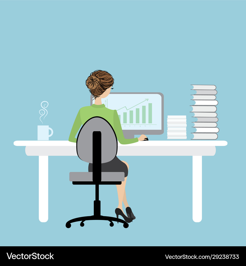 Business woman or office worker working Royalty Free Vector