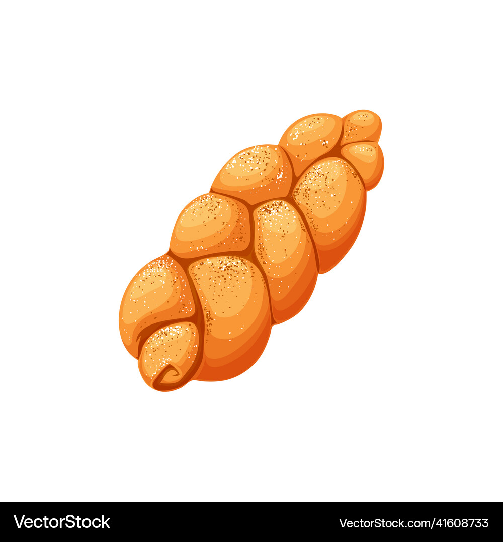 Challah braided bread plaited loaf cartoon bun Vector Image