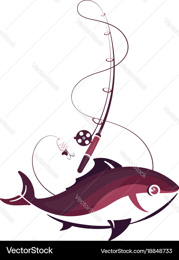 Fish and fishing rod Royalty Free Vector Image