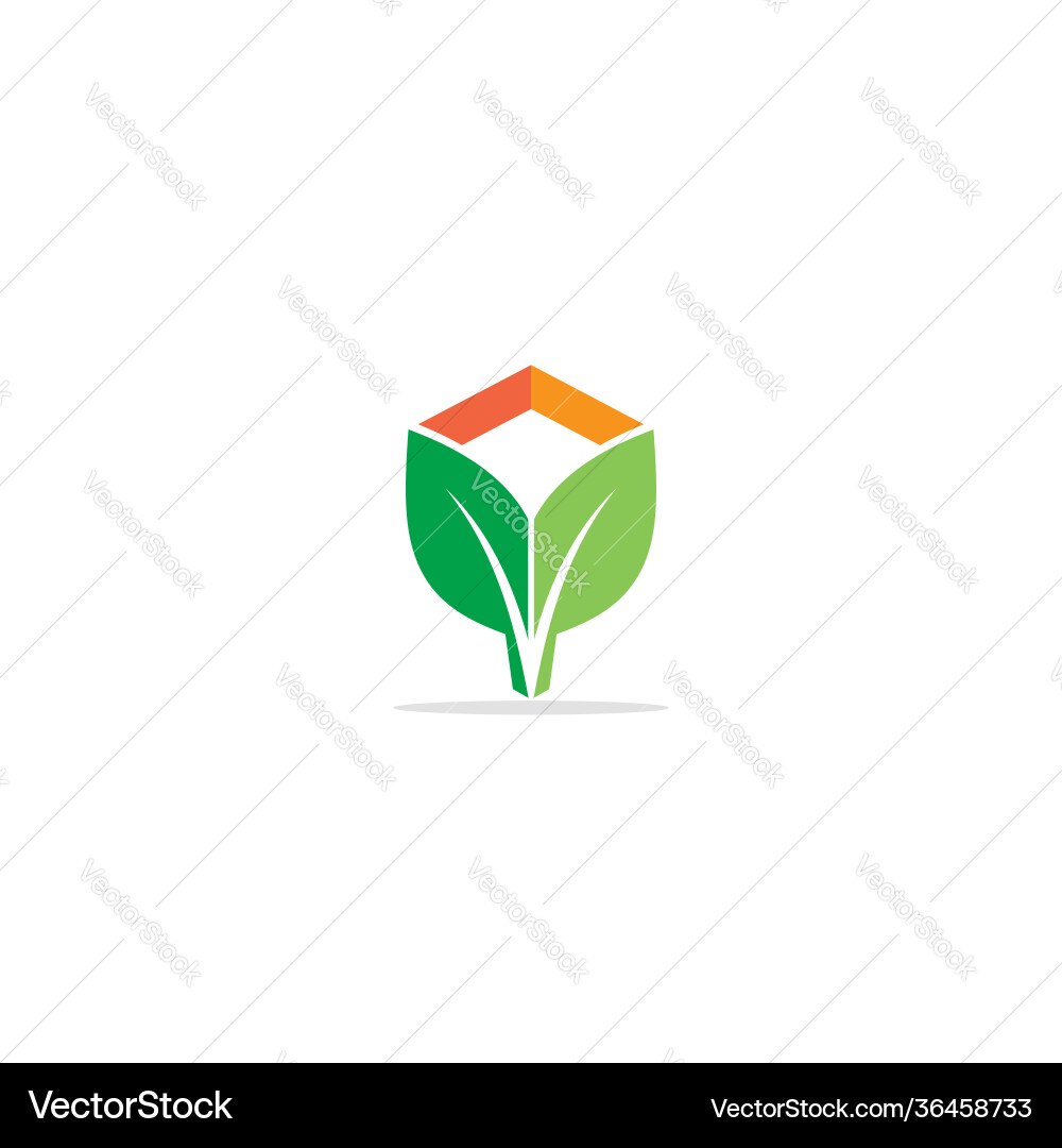 Green leaf house logo Royalty Free Vector Image