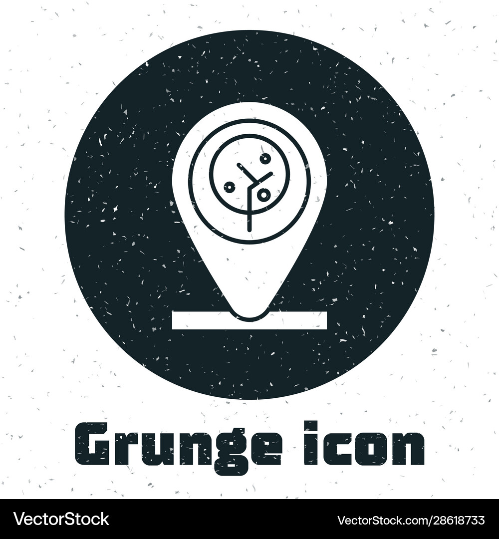 Grunge location and tree icon isolated on white Vector Image