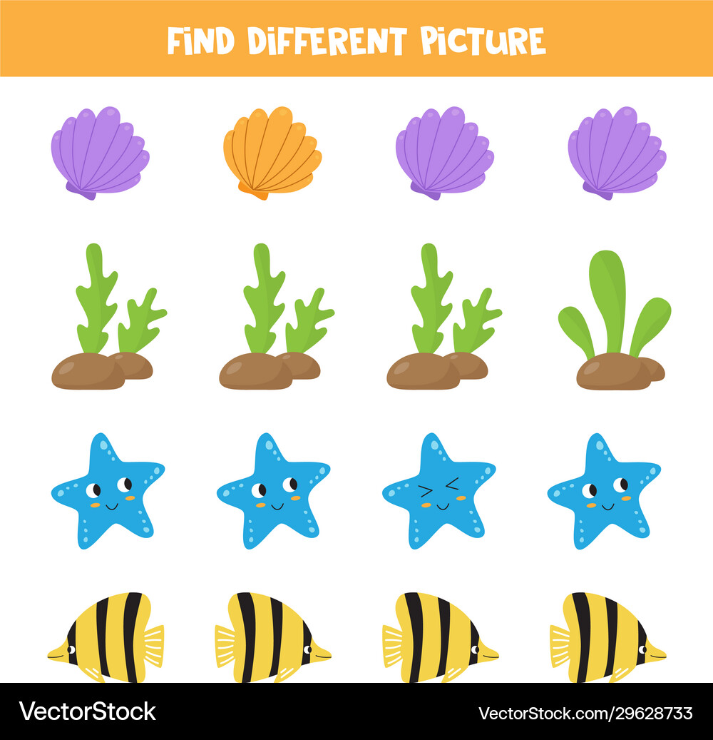Logical game for kids find different picture Vector Image