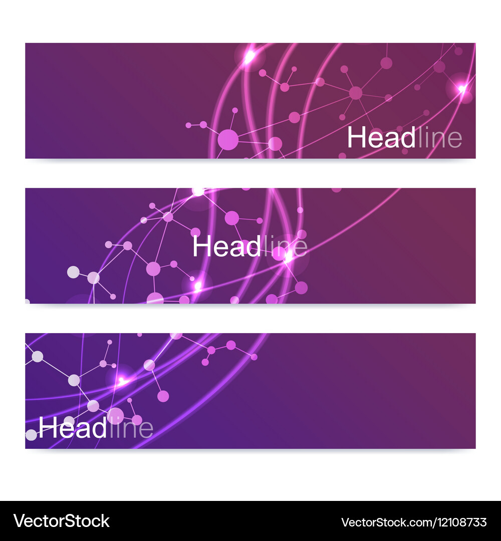 Scientific set of modern banners dna Royalty Free Vector