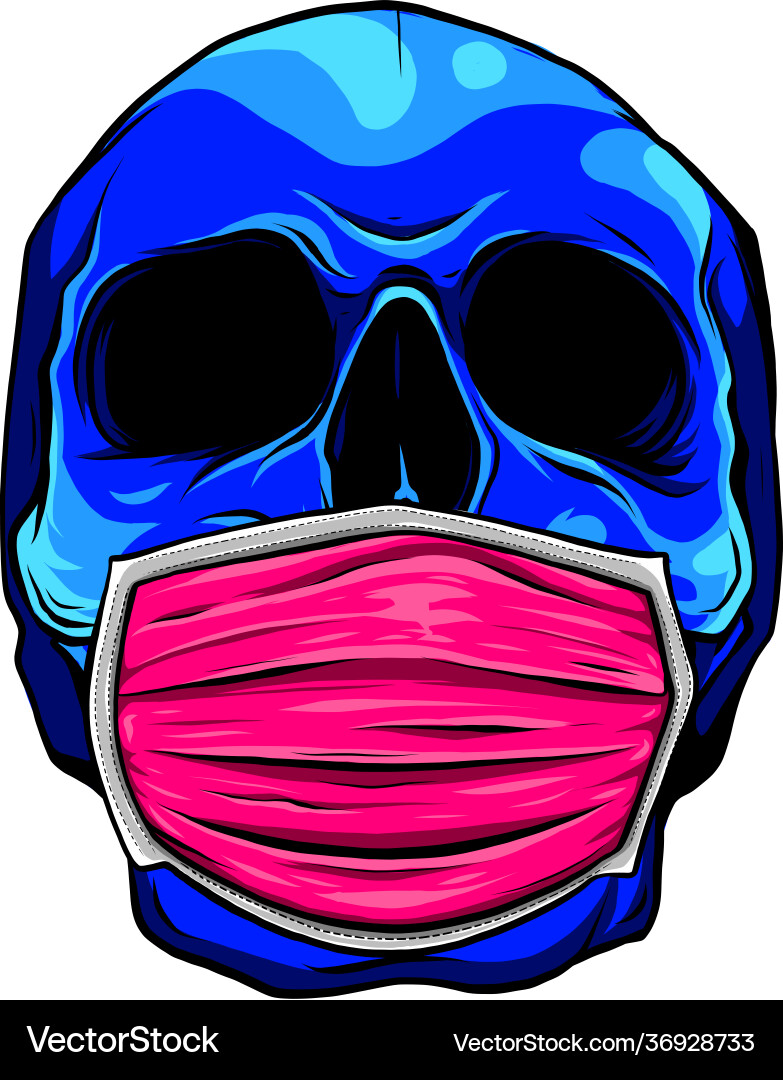 Skull face in medical mask Royalty Free Vector Image