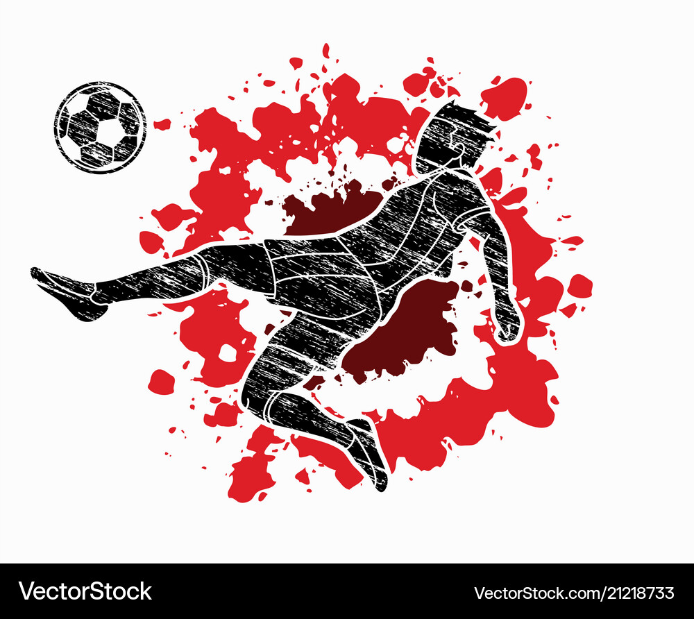 Soccer player somersault kick overhead kick Vector Image