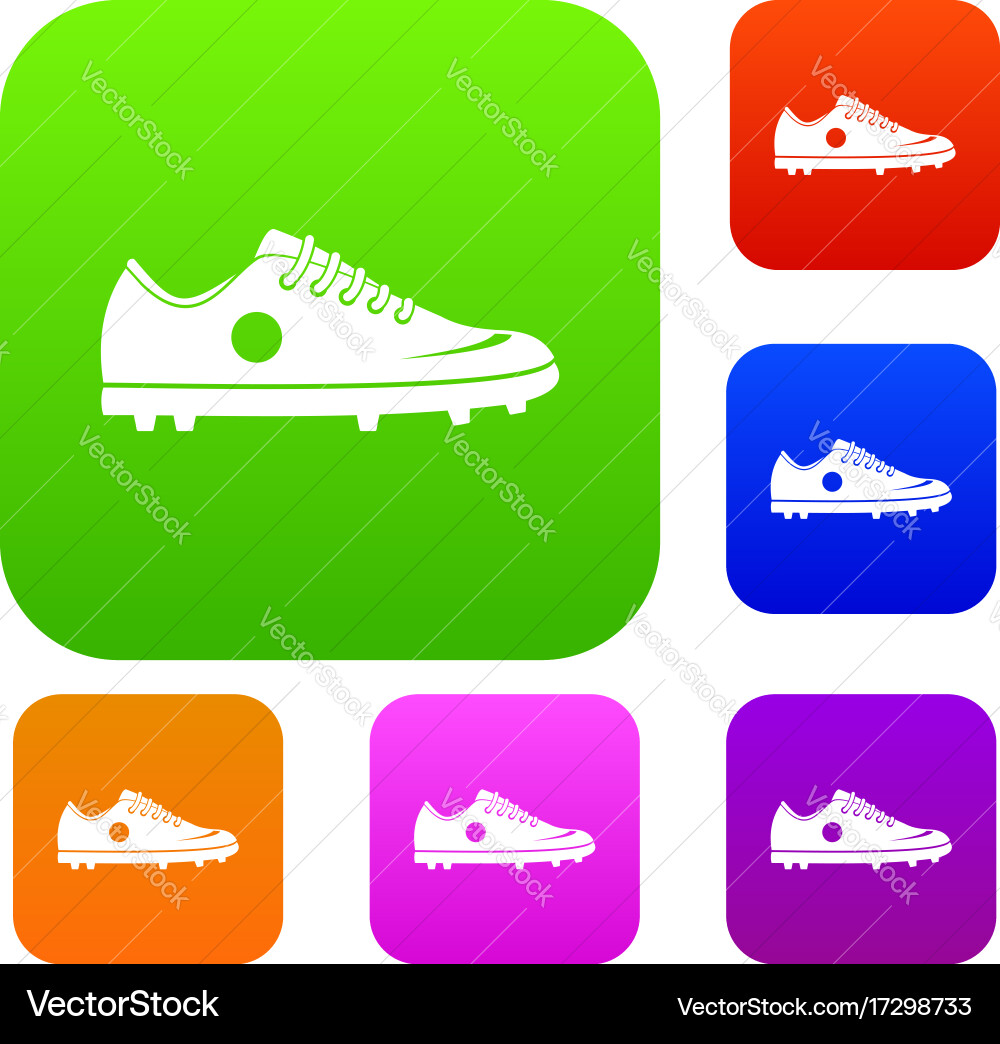 Soccer shoe set color collection Royalty Free Vector Image