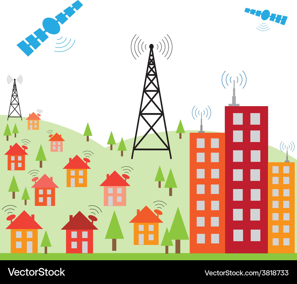 Wireless signal of internet into h Royalty Free Vector Image