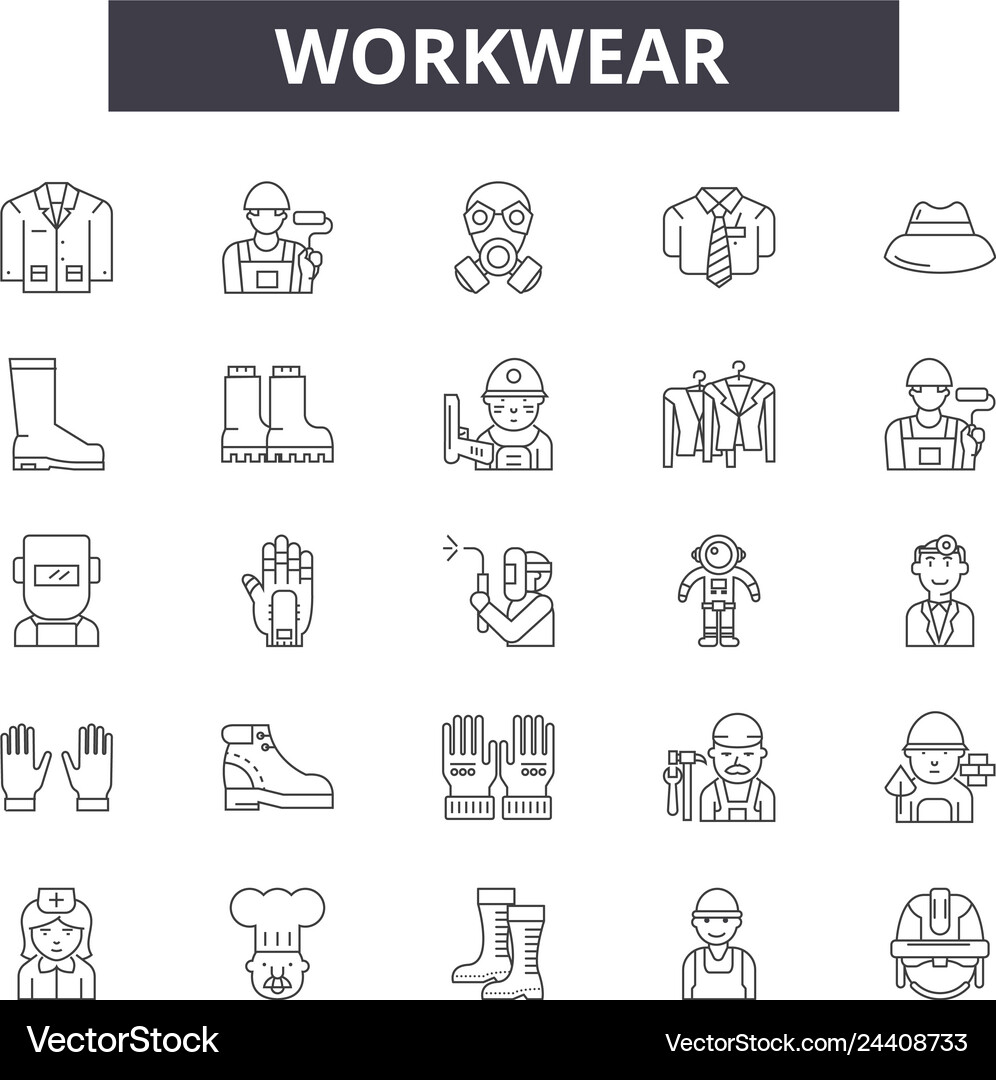 Workwear line icons for web and mobile design Vector Image