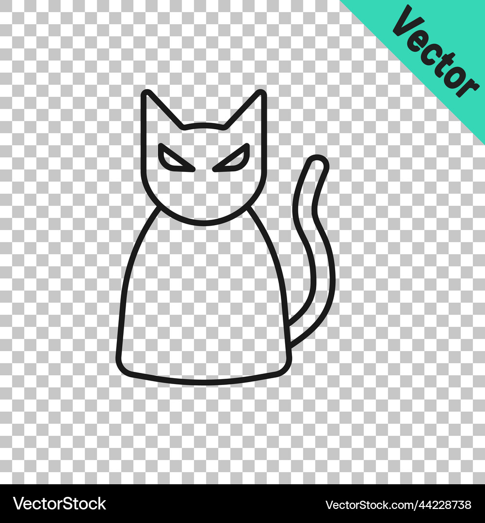 Black line cat icon isolated on transparent Vector Image