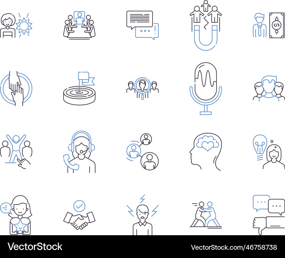 Business training outline icons collection Vector Image