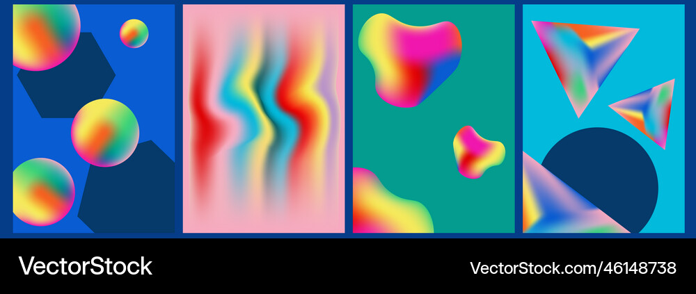 Colorful abstract geometrical card set Royalty Free Vector