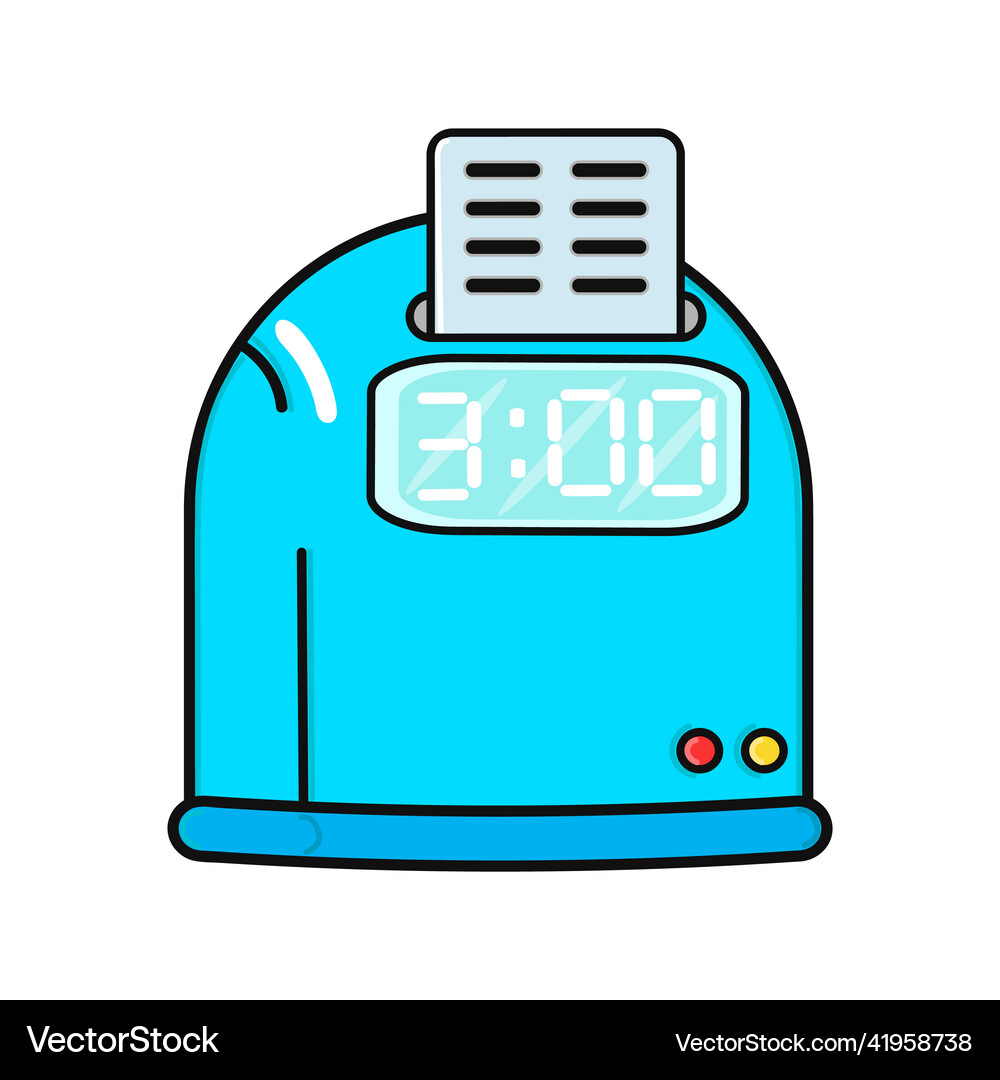 Cute punch clock character hand drawn cartoon Vector Image