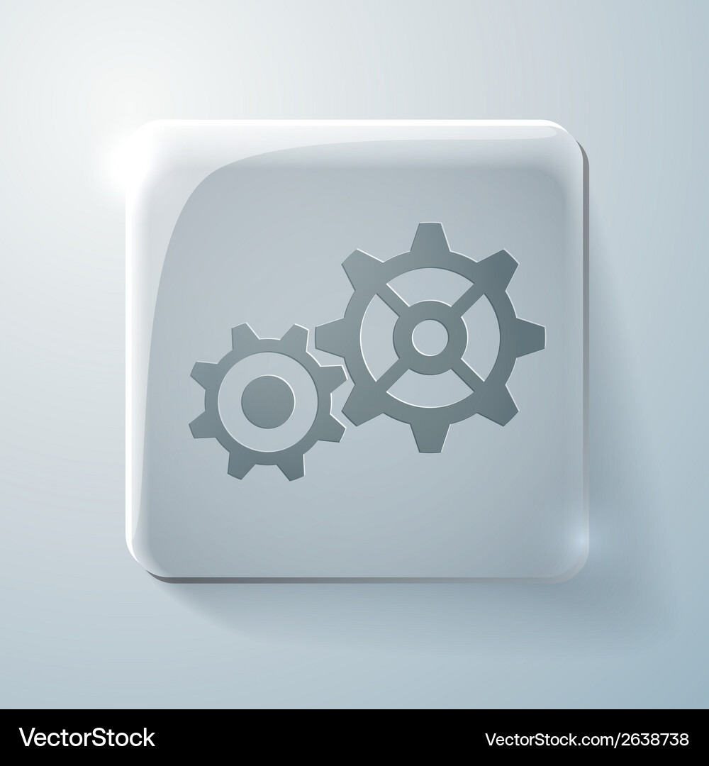 Glass square icon symbol settings cogwheel Vector Image