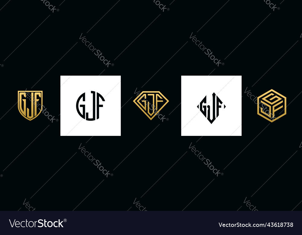 Initial letters gjf logo designs bundle Royalty Free Vector
