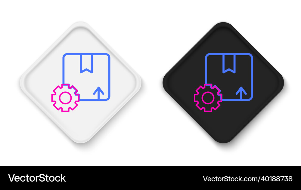 Line gear wheel with package box icon isolated Vector Image