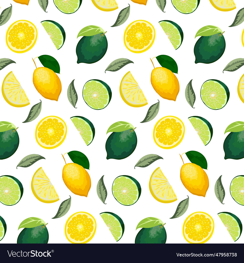Pattern with lemons and limes Royalty Free Vector Image