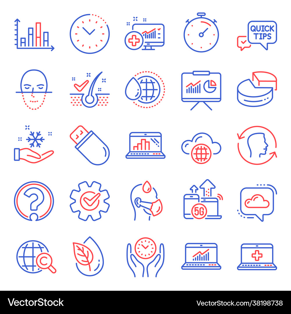 Science icons set included icon as diagram graph Vector Image